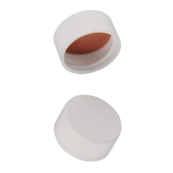Caps, Screw Top, Solid, with Red-Orange Natural Rubber / Transparent ...