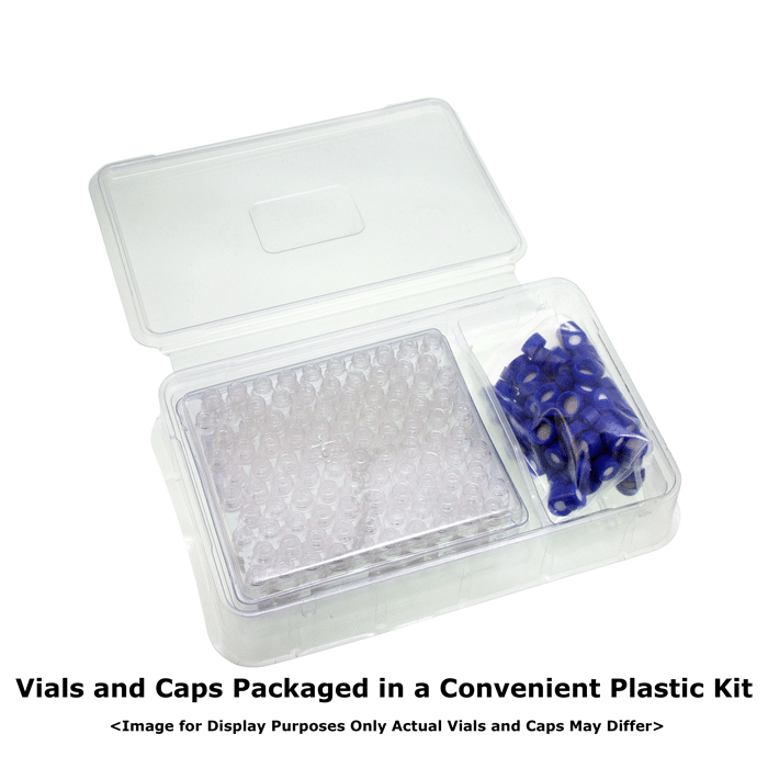 Vial & Cap Kit Includes 100 EA 2ml, Screw Top, Clear Autosampler Vials ...