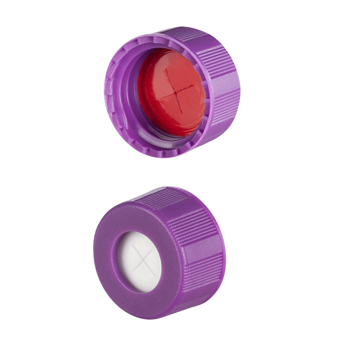 Caps, Screw Top, with Soft-Guard, White Silicone Rubber / Red PTFE Pre ...