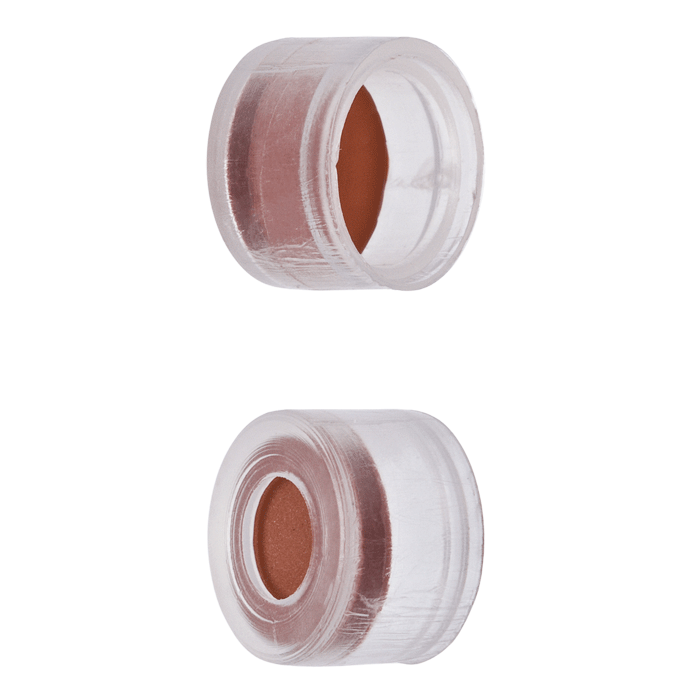 Caps, Push Top, with Natural Rubber / PTFE Septa, fitted in smooth ...