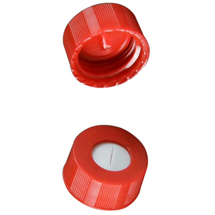 Caps, Screw Top, with Soft-Guard, White Silicone Rubber / Red PTFE Pre ...