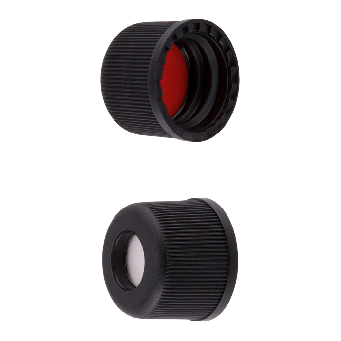 Caps, Screw Top, with Silicone Rubber / PTFE Septa, fitted in "knurled ...