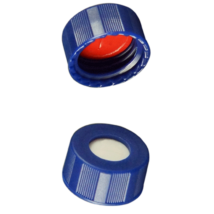 Caps, Screw Top, with Soft-Guard, White Silicone Rubber / Red PTFE Pre ...
