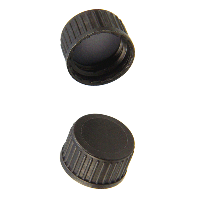 Caps, Screw Top, Solid, with Red Butyl Rubber / Grey PTFE Liner, fitted ...