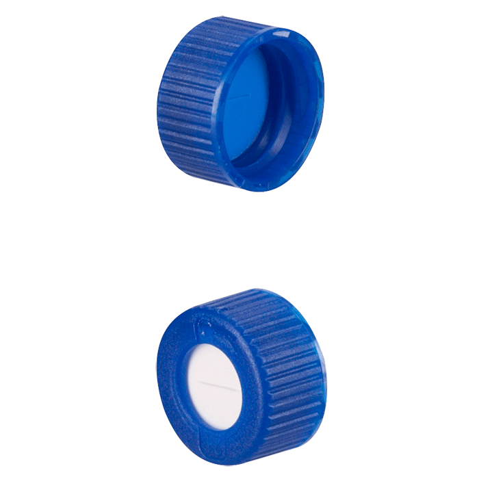 Caps, Screw Top, with Blue Silicone Rubber / White PTFE Pre-Slit Septa ...