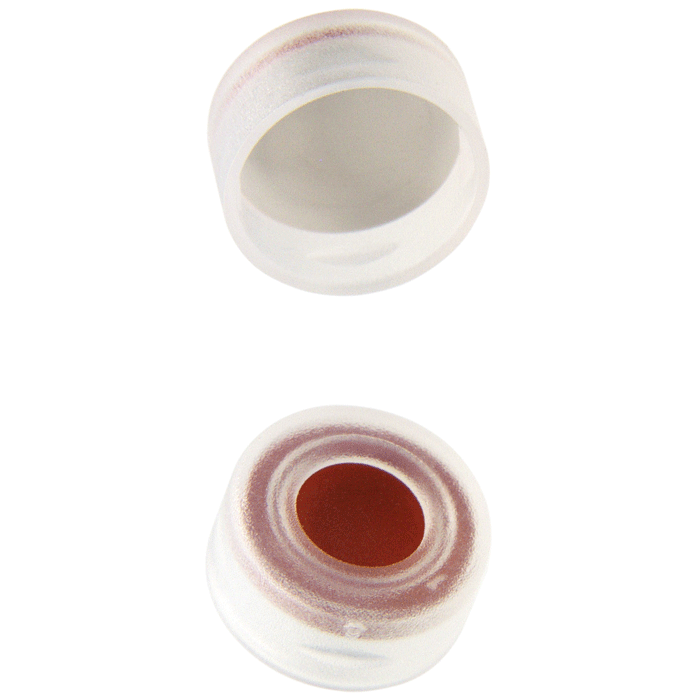 Caps, Snap Top, with 1.0mm thick, Red Rubber / Beige PTFE Septa, fitted ...