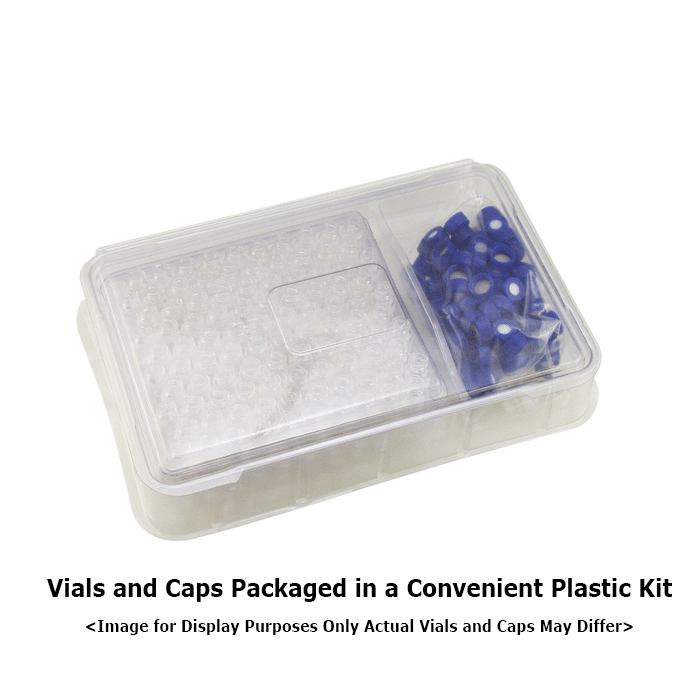 Vial & Cap Kit. 100 EA 2ml, Screw Top, Hydrophobic, Clear Autosampler ...