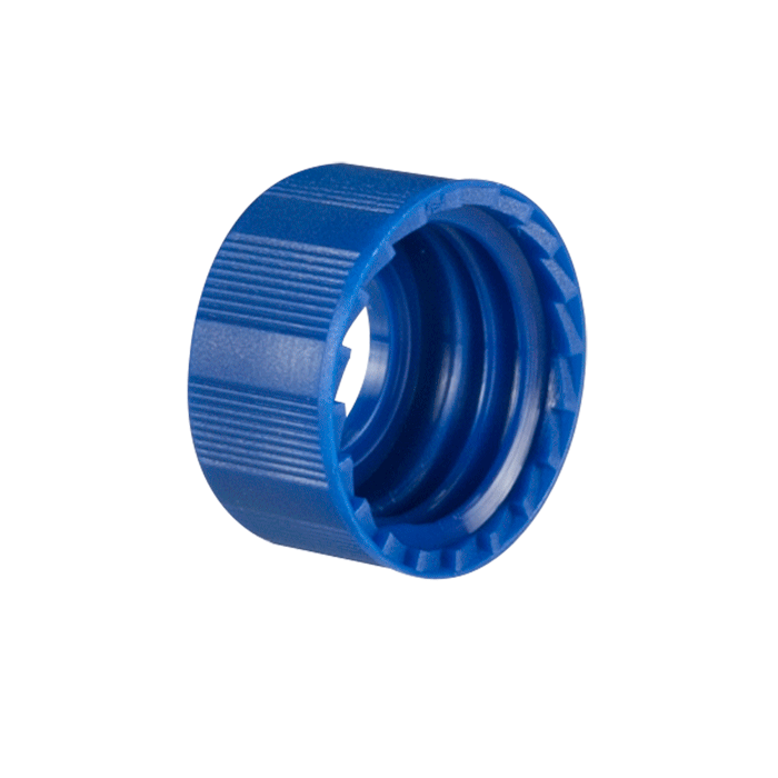 Caps, Screw Top, with an Open Hole. "Knurled", polypropylene, Blue Caps ...