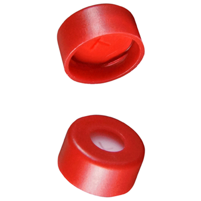 Caps, Snap Top, with Soft-Guard, White Silicone Rubber / Red PTFE Pre ...